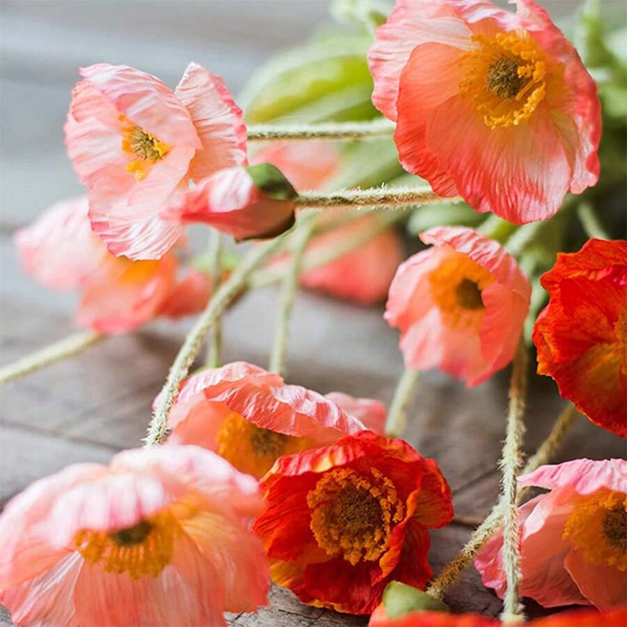 1/3pcs Artificial Poppies Flowers Fake Flowers Pink Poppy Flowers For ...