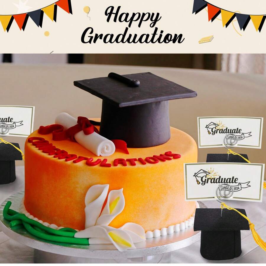 10 Sets Graduation Cap Ornament Place Card Holders Photo Holders With ...