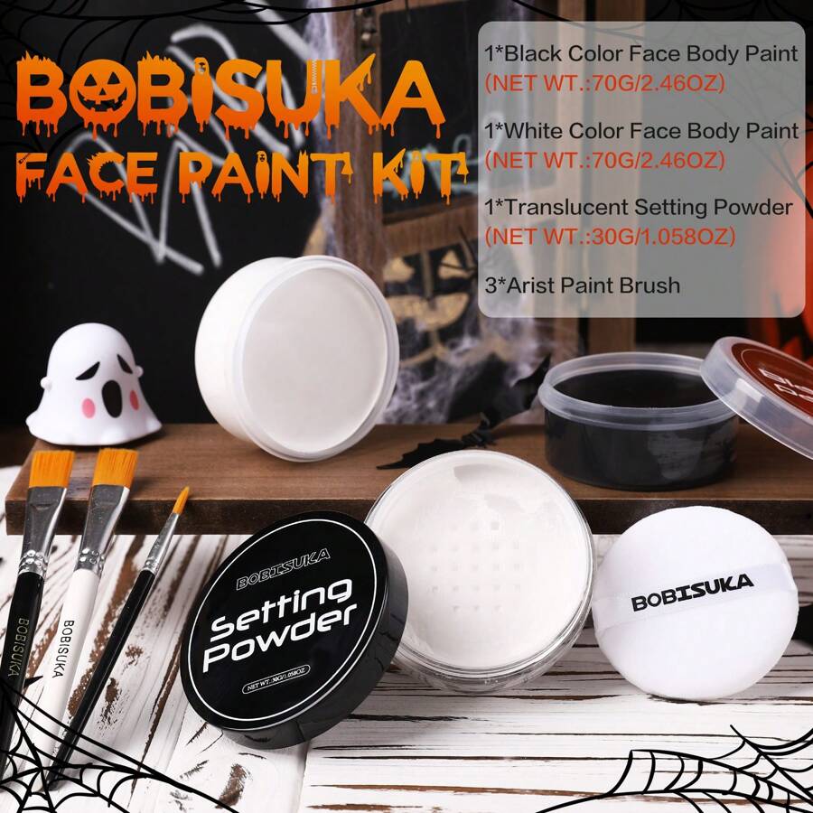 SHEIN X Candylover89 BOBISUKA Black & White Face Body Paint + Setting ...
