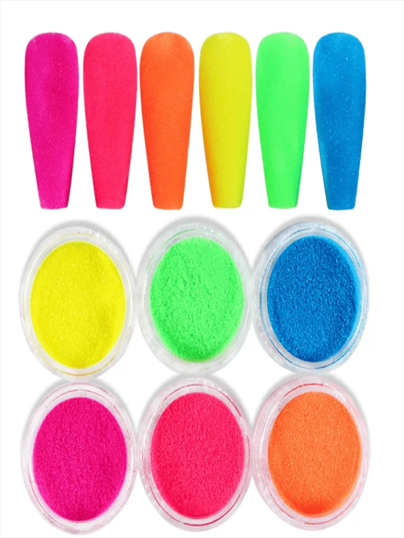 6-Color/Set Rainbow Shiny Nail Art Powder Kit For UV Gel Nails - Shiny ...
