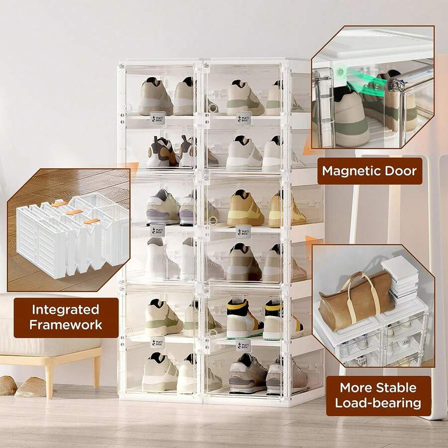 Mayi Box Foldable Shoe Rack,Shoe Organizers For Closet Plastic Shoe ...