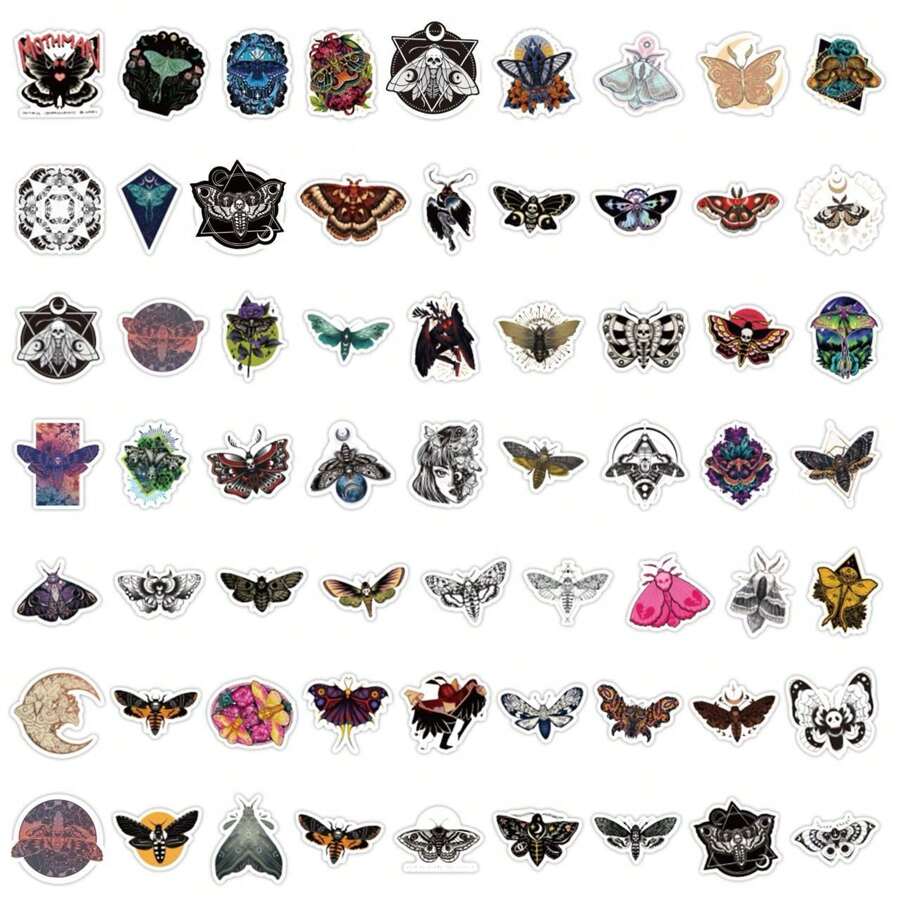 60 Pieces Mystical Cartoon Aesthetic Vinyl Moth Decals - Waterproof ...