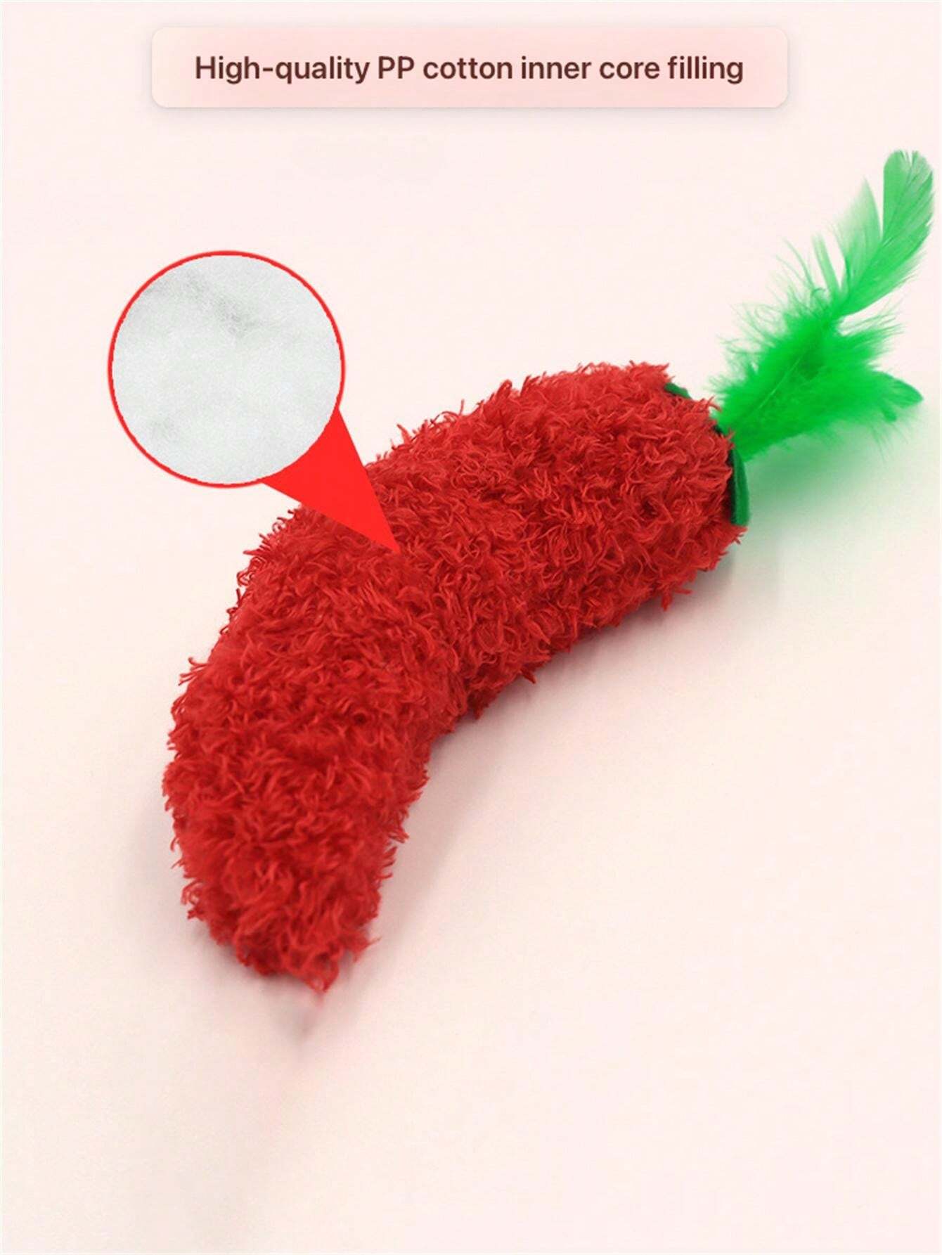 Cat Toys: Peach Plush Cat Cat Toy, Pepper & Carrot & Cactus Shaped ...
