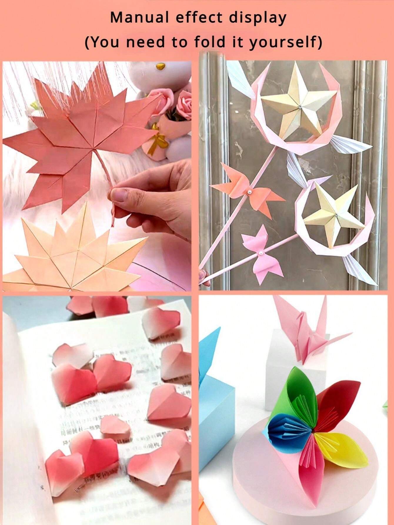100 Pcs A4 Rectangle 10-Color Handmade Folding Paper And Cutting Paper ...