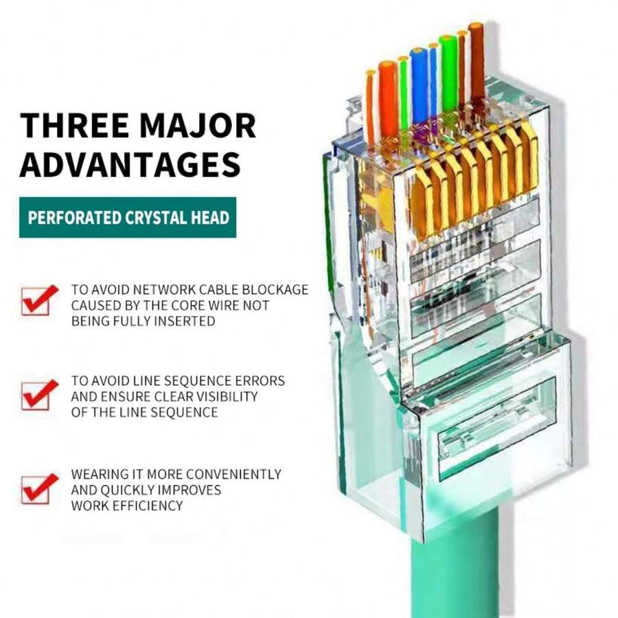50 Rj45 Connector Cat6 Connector Network Unshielded Rj45 Perforated ...