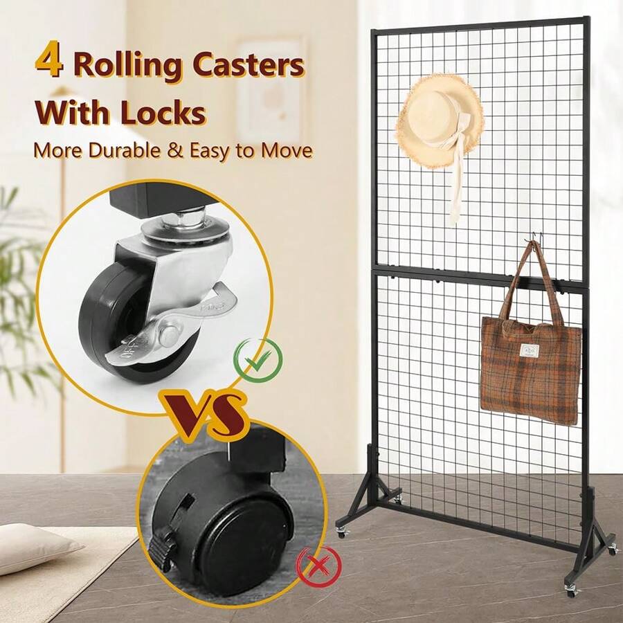 LUCKUP 3' X 6' Grid Wall Panels Standing Wire Grid, Study Display Rack ...