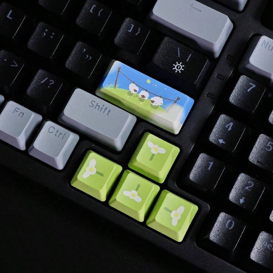 (Only Keycaps)12 Keys Cute Keycaps Sheep Theme OEM Profile PBT Dye-Sub ...
