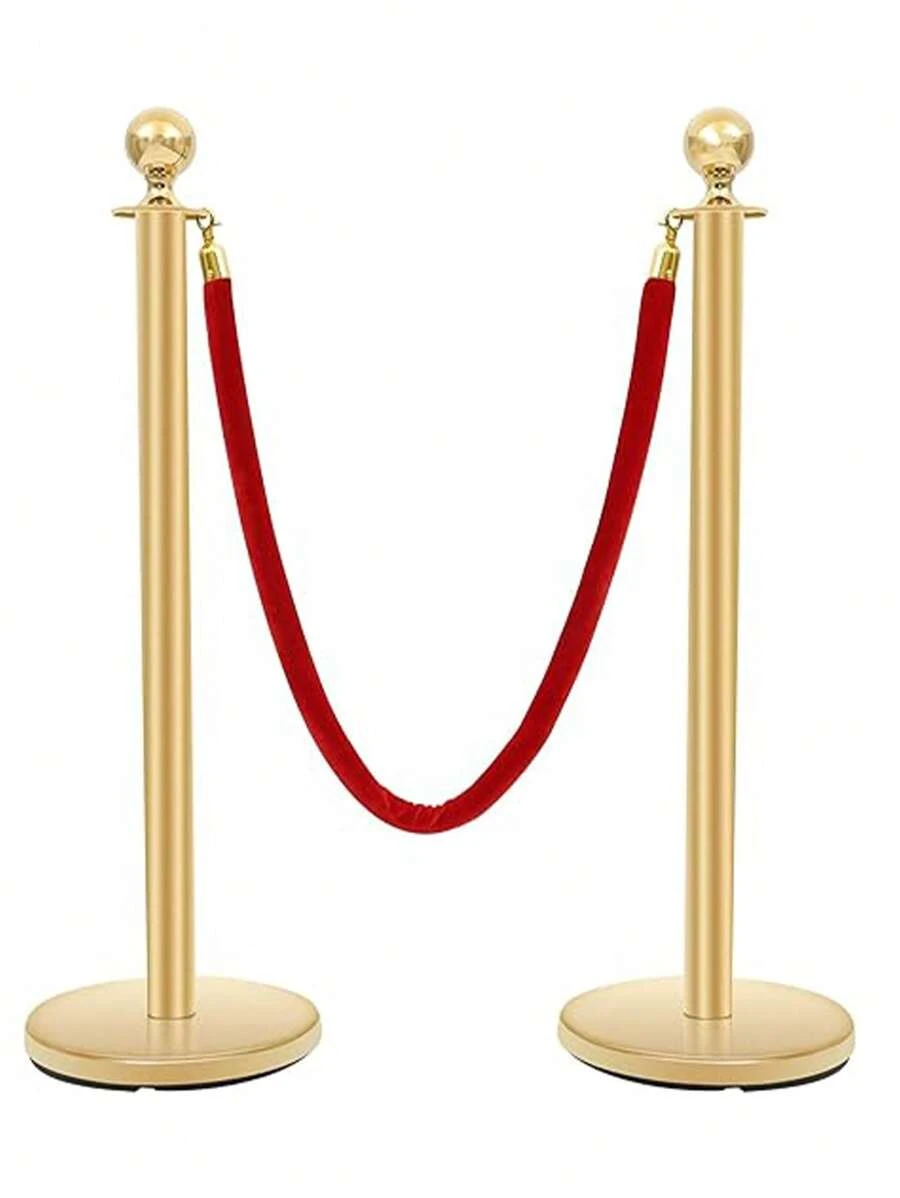 Crowd Control Stanchion, Stanchions Set With 4.8 FT Gold Red Velvet ...