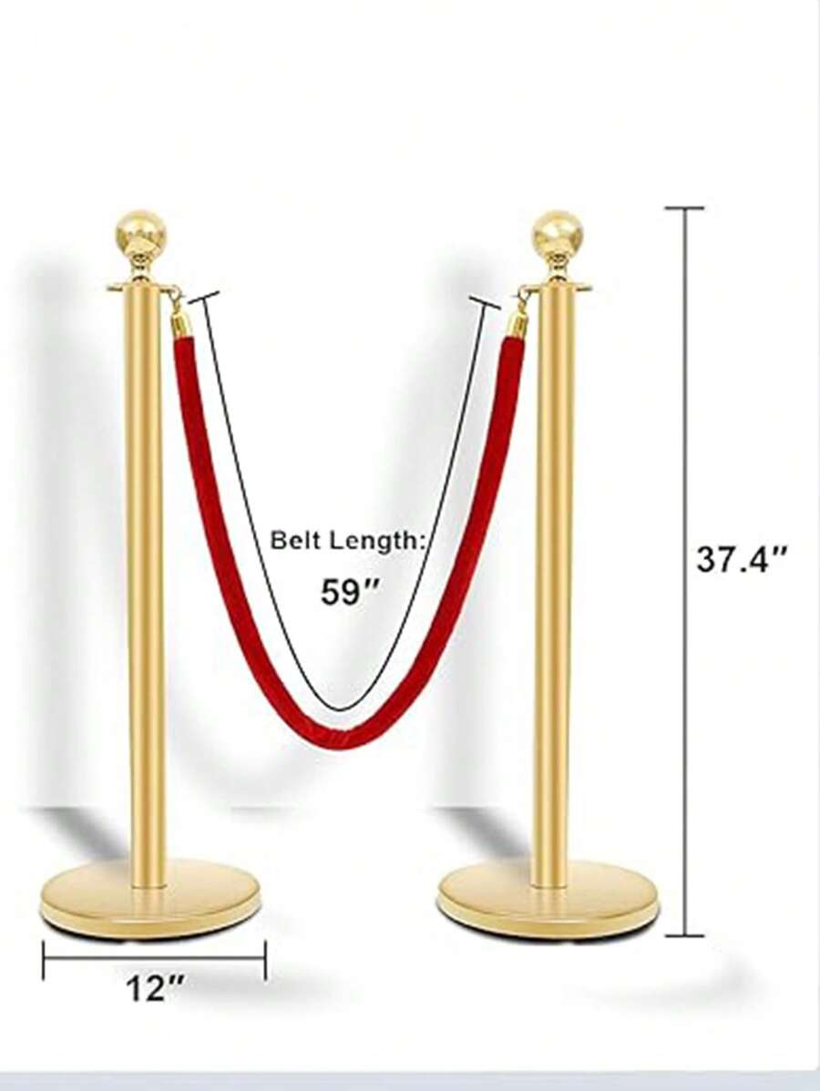 Crowd Control Stanchion, Stanchions Set With 4.8 FT Gold Red Velvet ...