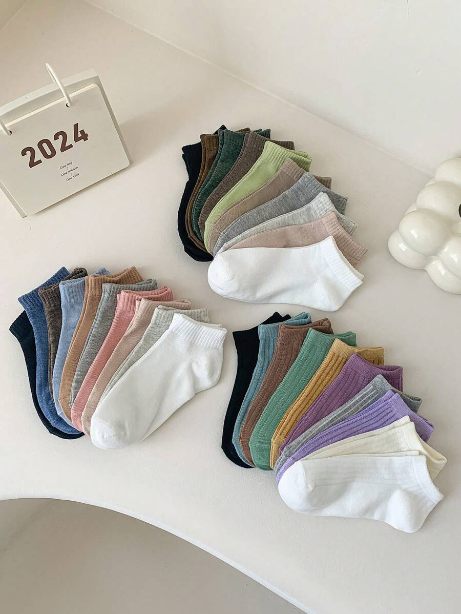 20 pares de calcetines cortos para mujer, transpirables, absorbentes y ...