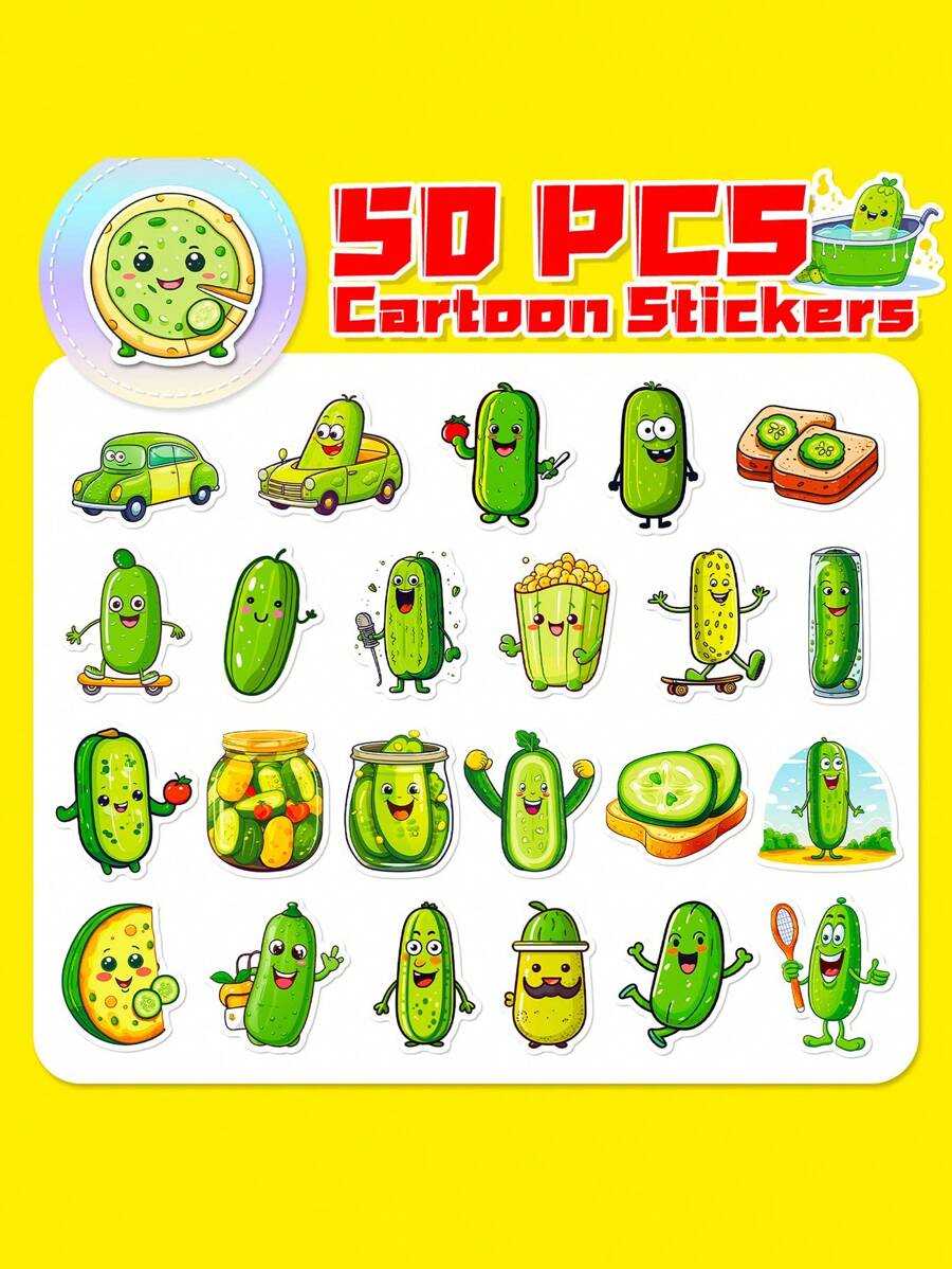 Finego 50Pcs Pickle Aesthetics Cartoon Stickers Pack,Halloween ...