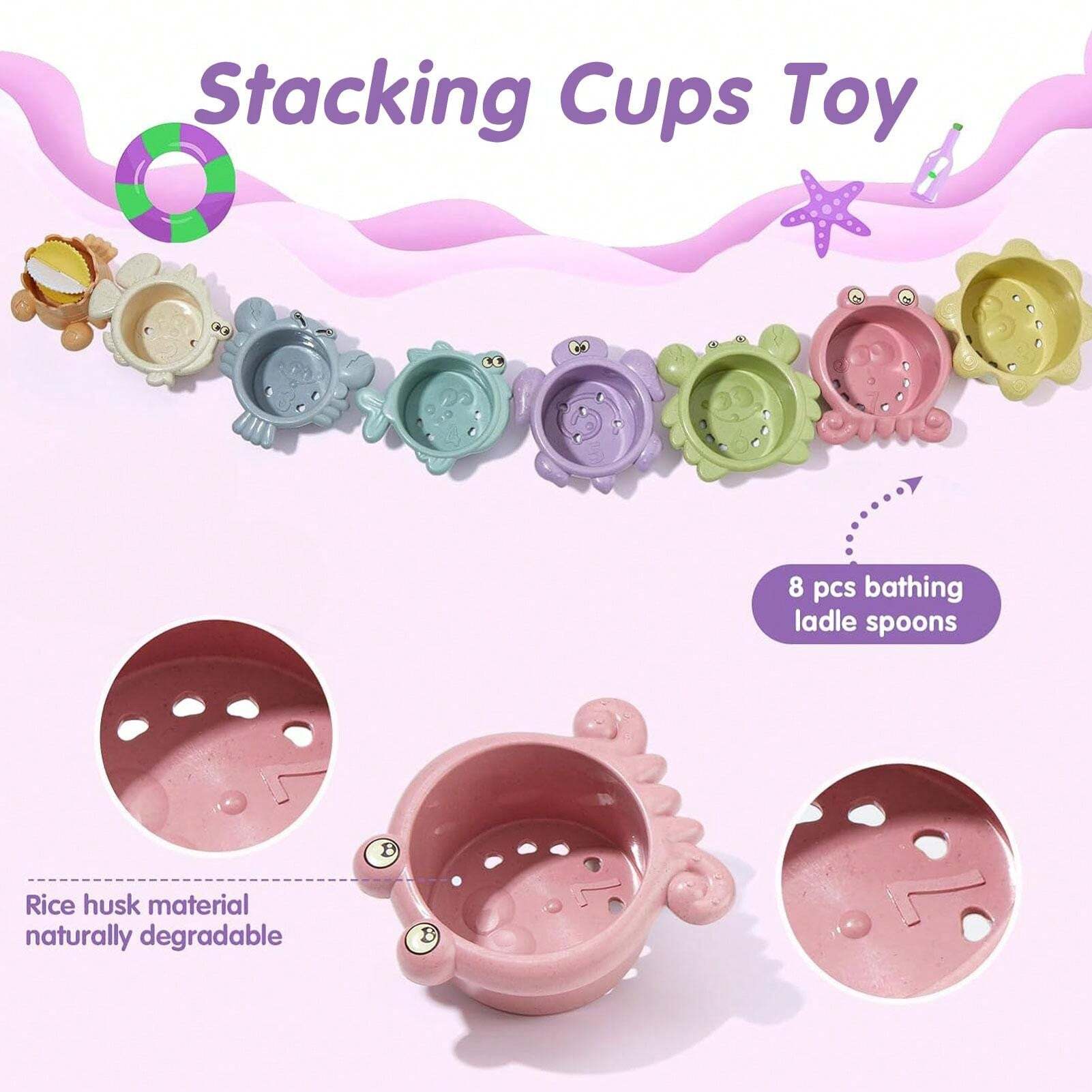 Stacking Cups Baby Toy, Toddler Nesting Cups Set For Boys And Girls ...