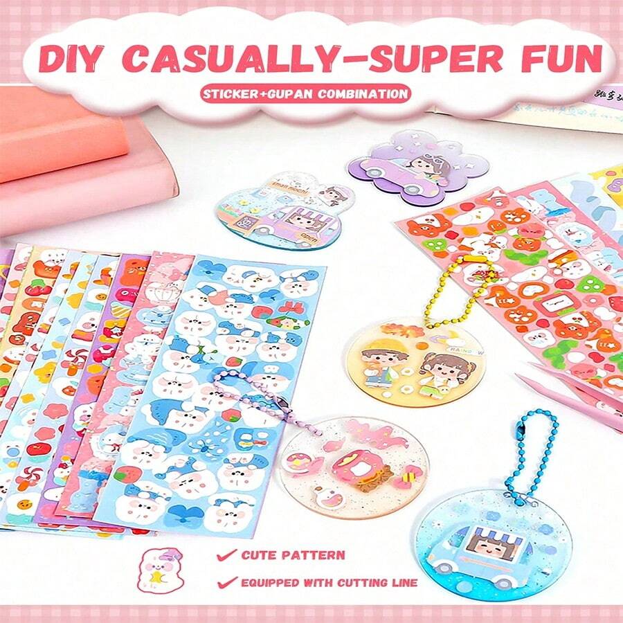 100 Sheets Non-Repeating Laser Goo Stickers For Girls' Journal Goo Card ...
