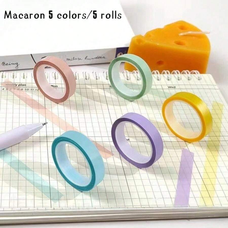 5 Rolls Ultra Thin Index Tabs Transparent Tearable Sticky Tape Memo Pad ...