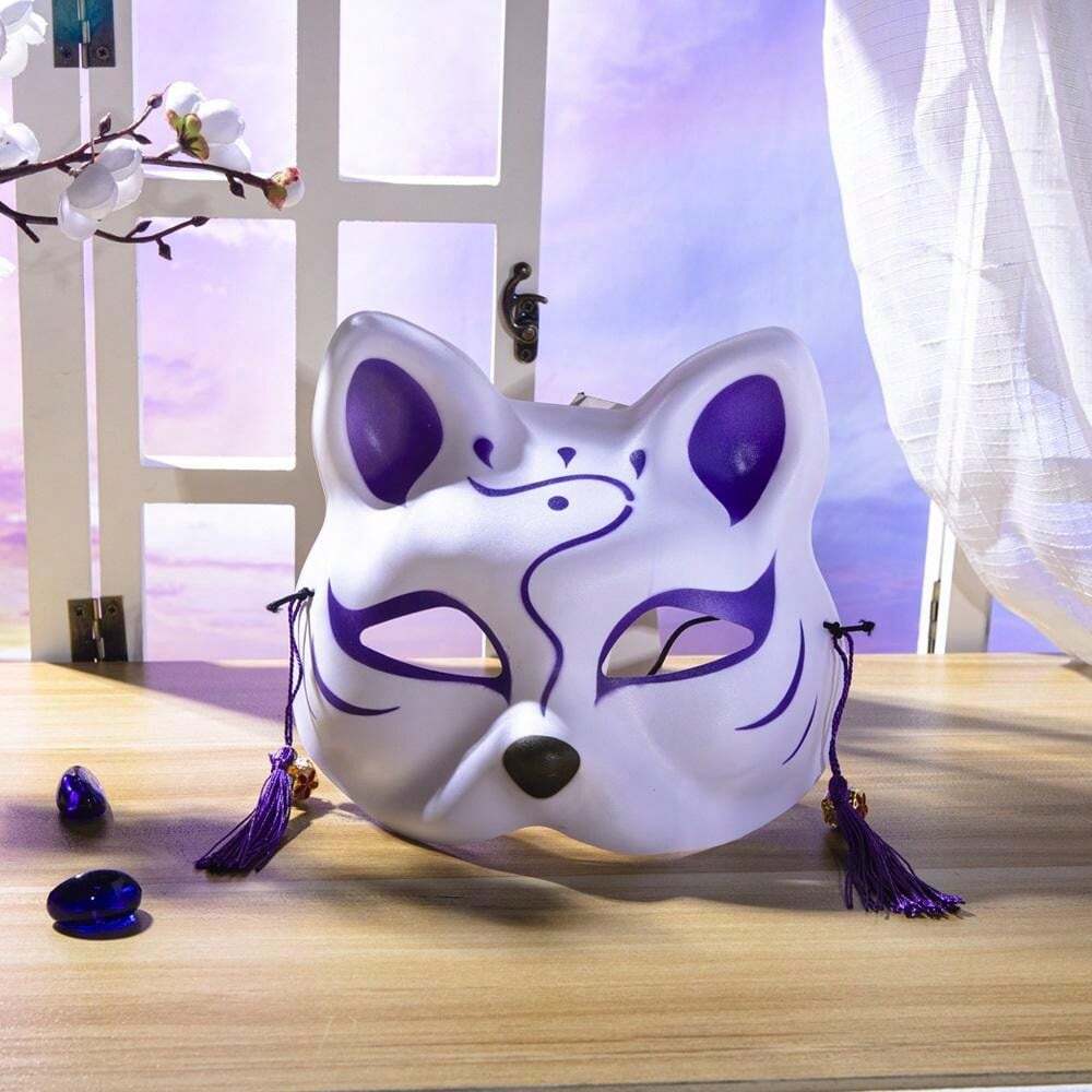 Halloween Mask Cosplay Fox Half Face Mask Anime Kitten Demon Festival ...