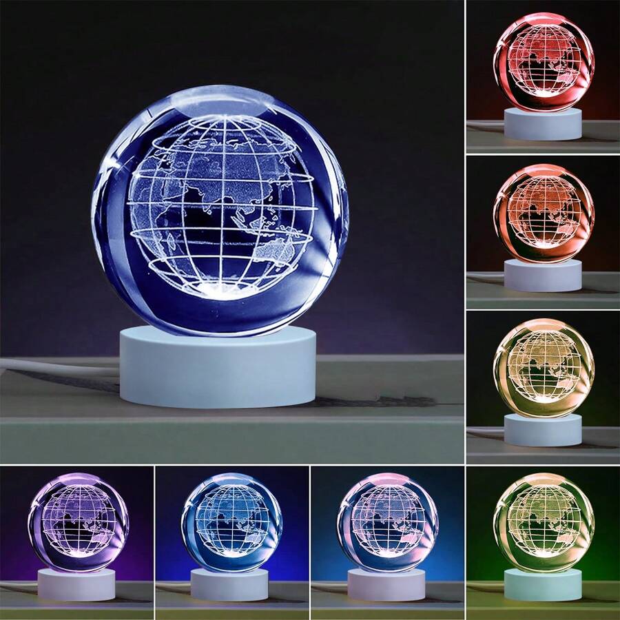 3D Crystal Ball Night Light With LED Night Light Crystal Light Plastic ...