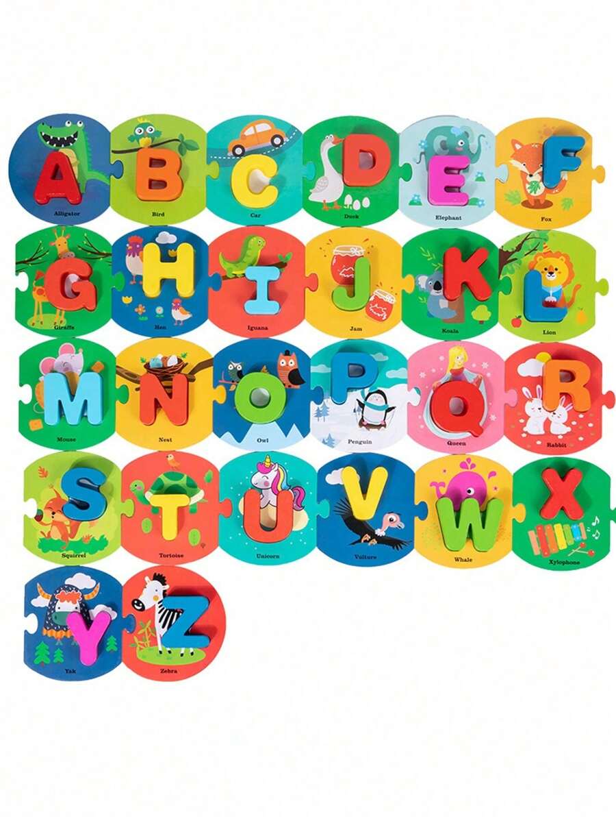 ABC Flashcards Children Toys - Alphabet Digital Clock Wooden Letter ...
