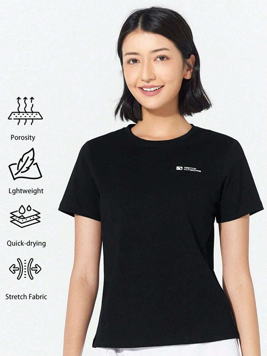 TECTOP Camiseta feminina de mangas curtas e gola redonda de secagem ...