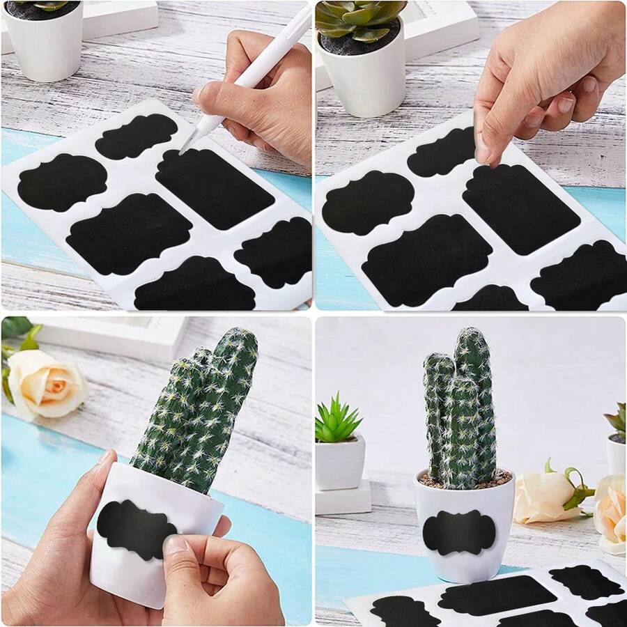 60pcs (10 Sheets) Black Label Sticker, Suitable For Various Kitchen ...