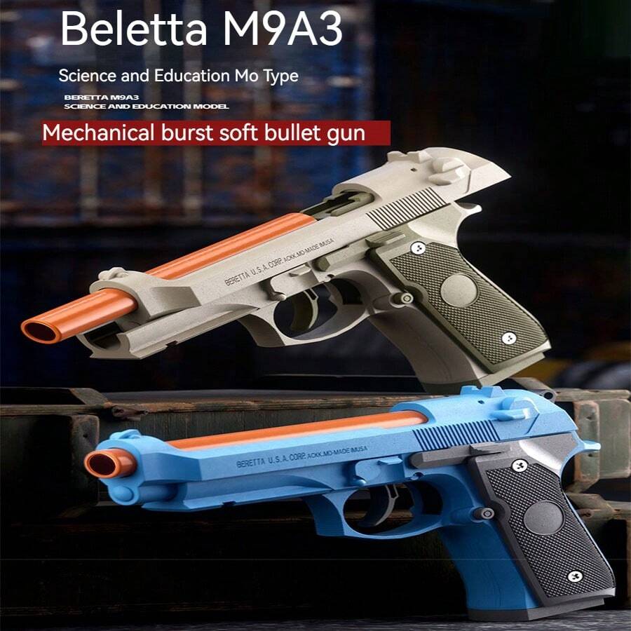 1 Set 2024 New Arrival, Beretta M9A3 Toy Pistol, Soft Bullet Toy Pistol, Mechanical Continuous ...