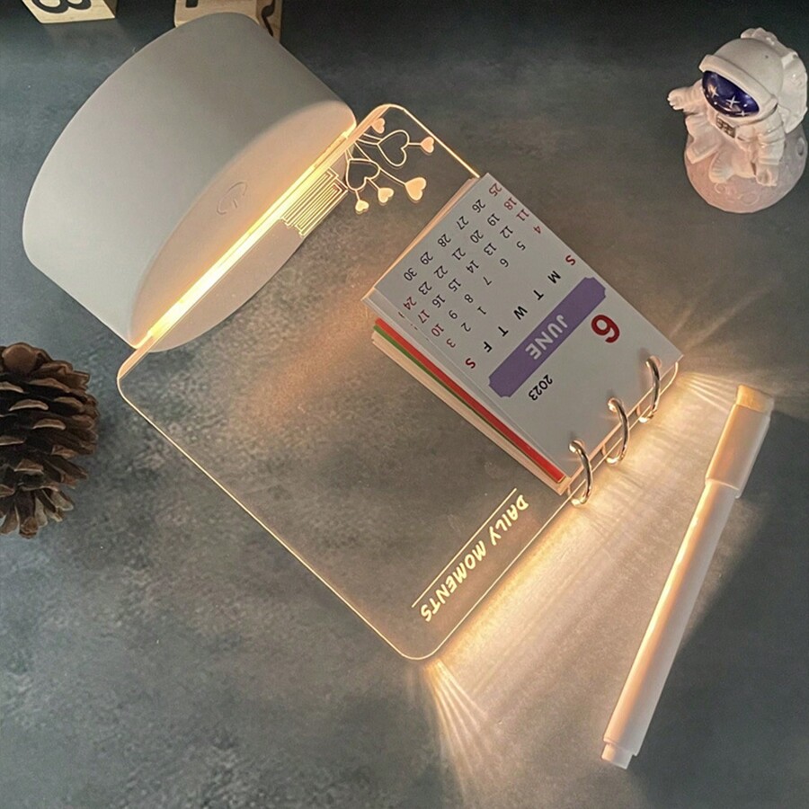 1pc Monochrome USB Future Acrylic Memo Board Clear Light-Up Writing Pad ...
