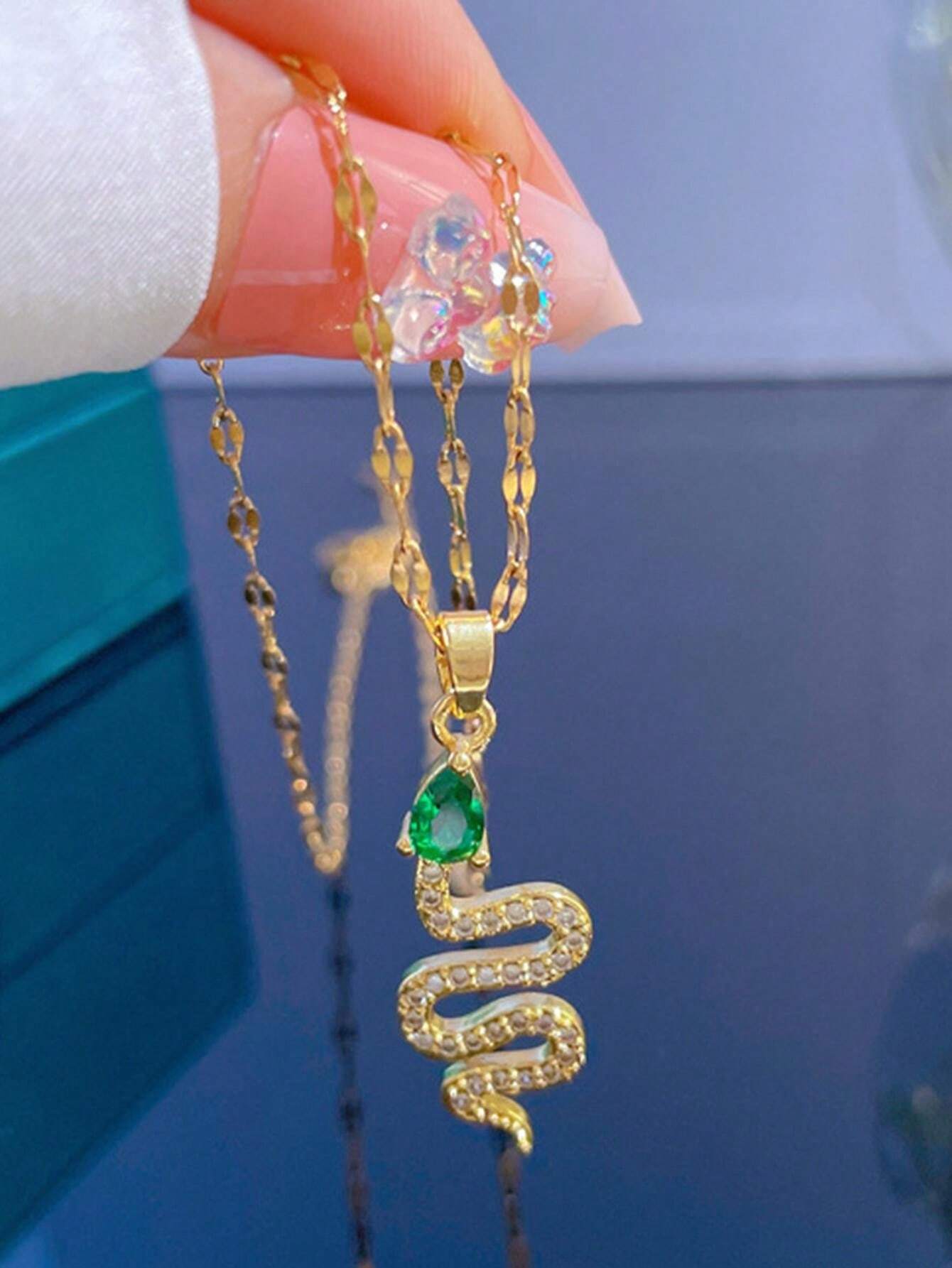 1 pezzo di collana pendente serpente di lusso in acciaio inossidabile ...