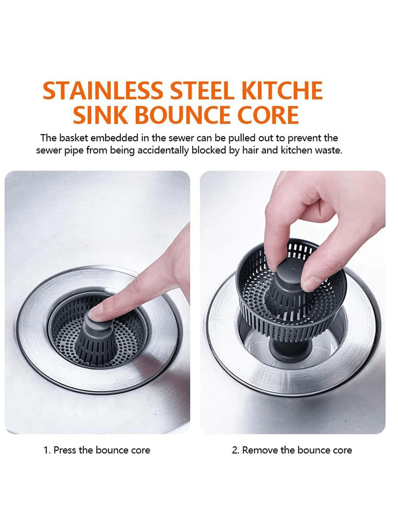 One Stainless Steel Kitchen Sink Drain Set, Includes Bounce Core ...