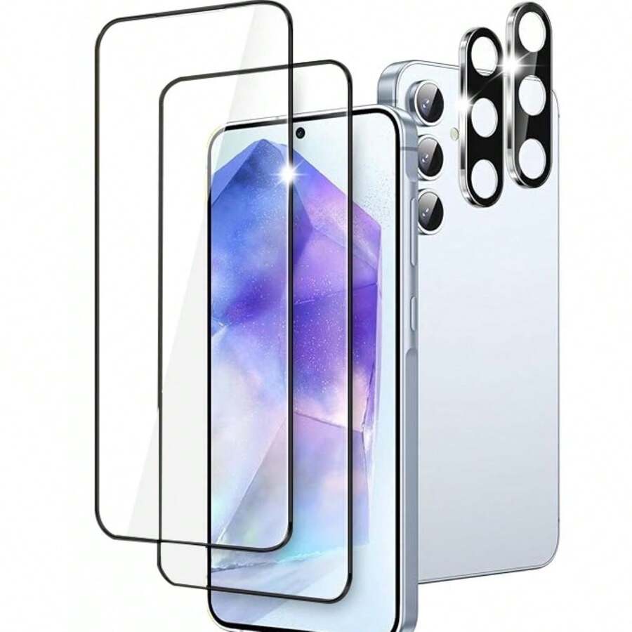 4in1 [2 Pieces Screen Protectors + 2 Pieces Camera Lens Protectors ...
