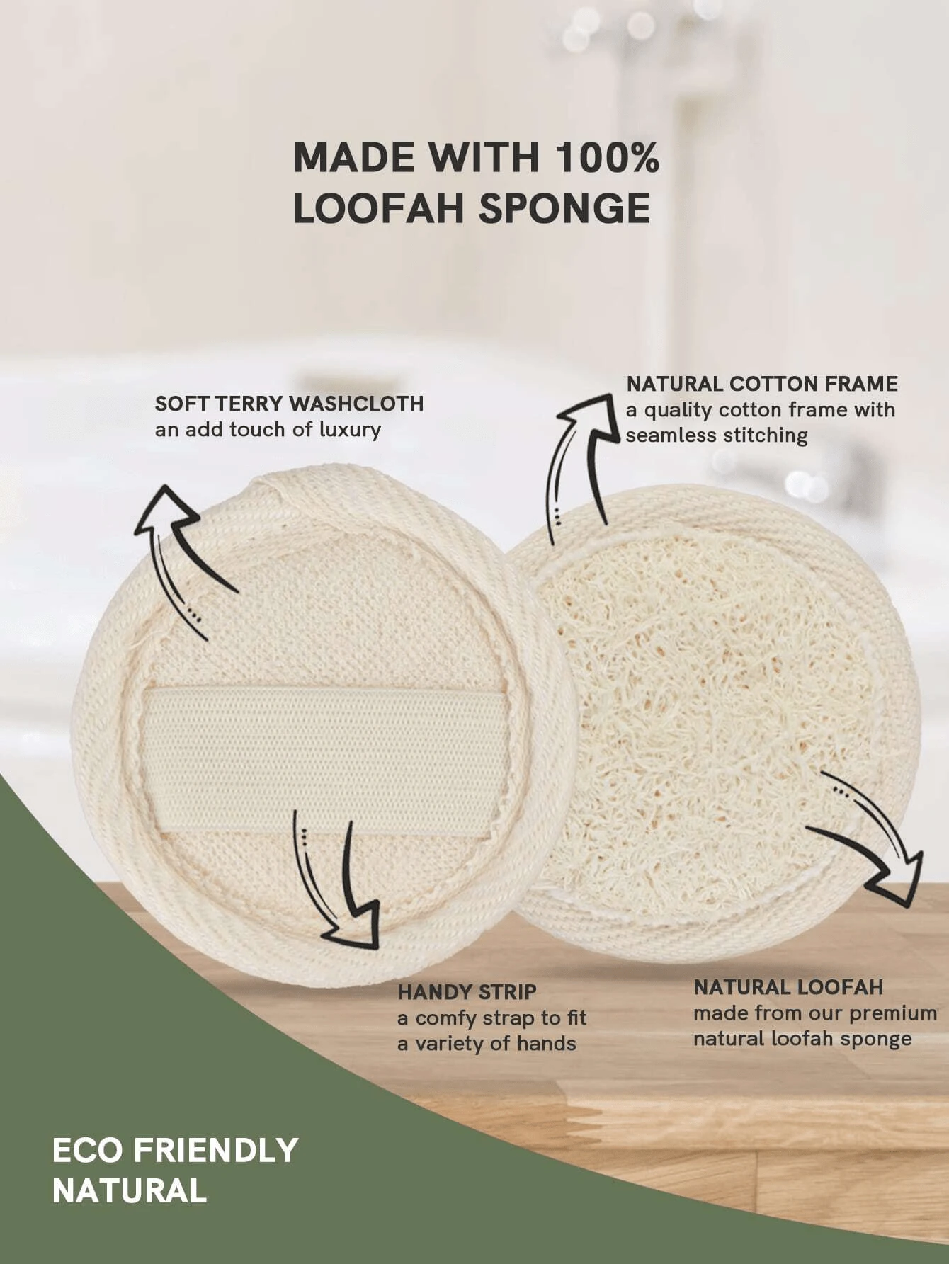 2pcs Exfoliating Loofah Sponge Pad Facial Body Scrubber Natural Bath ...