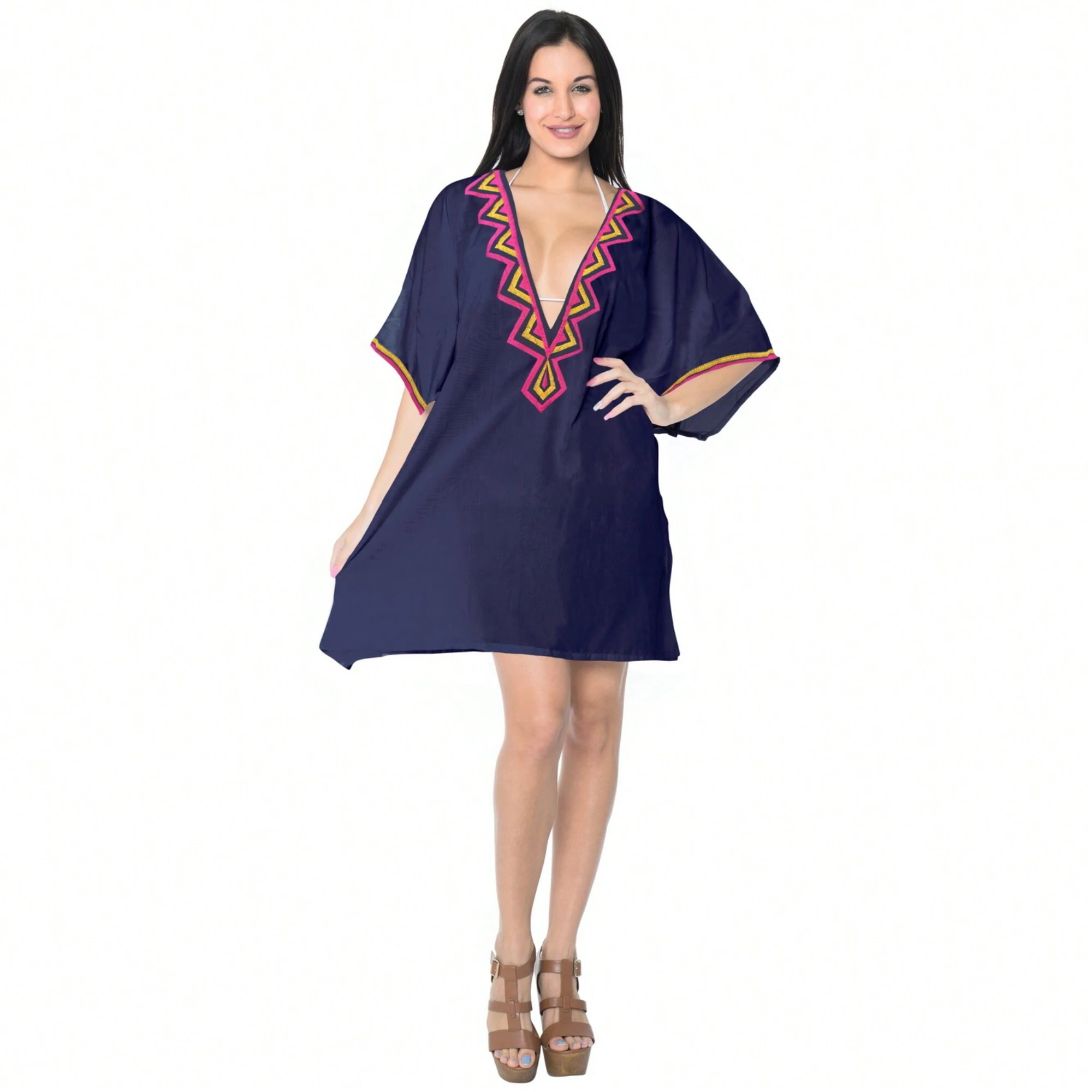 LA LEELA Women's Fabric Plain Summer Vacation Style Fashion Cover-Up ...