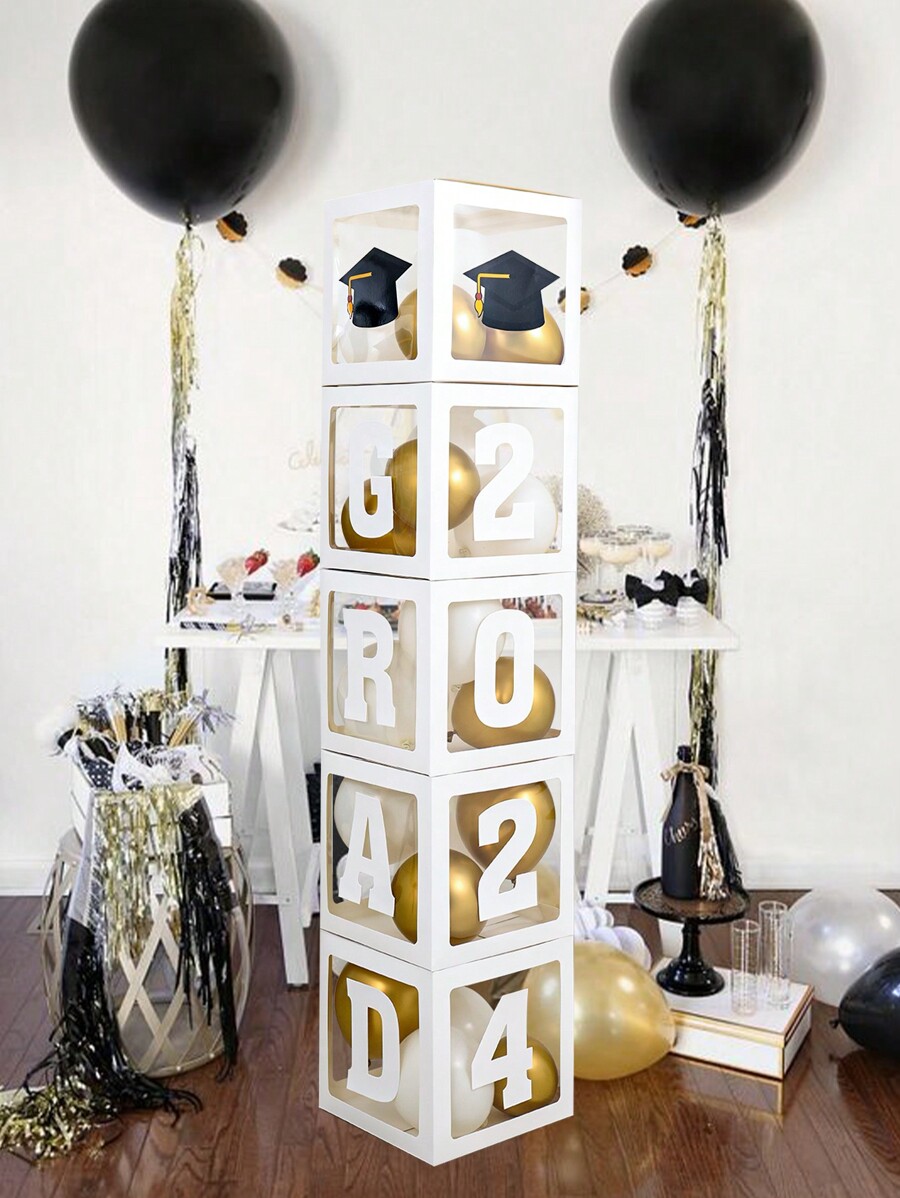 15Pcs GRAD 2024 Graduation Balloon Box Decoration, Transparent Baby ...