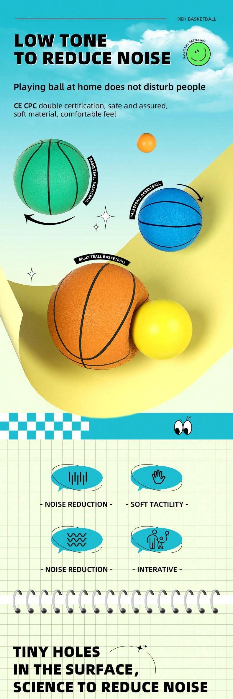 Silent Basketball High Bounce Quiet Indoor Foam Basketball Youth Indoor ...