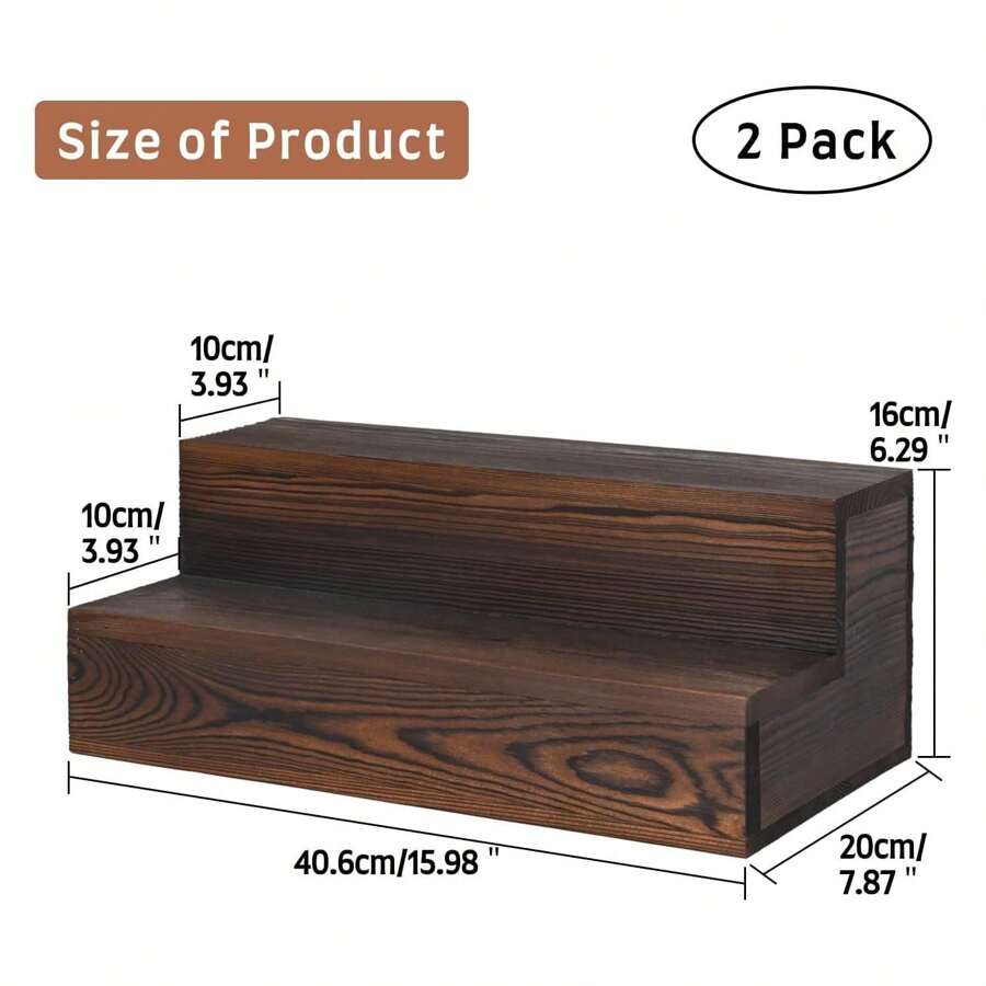2 Pack Liquor Bottle Display Shelf Wood, 2 Tier Bar Shelf For Liquor ...