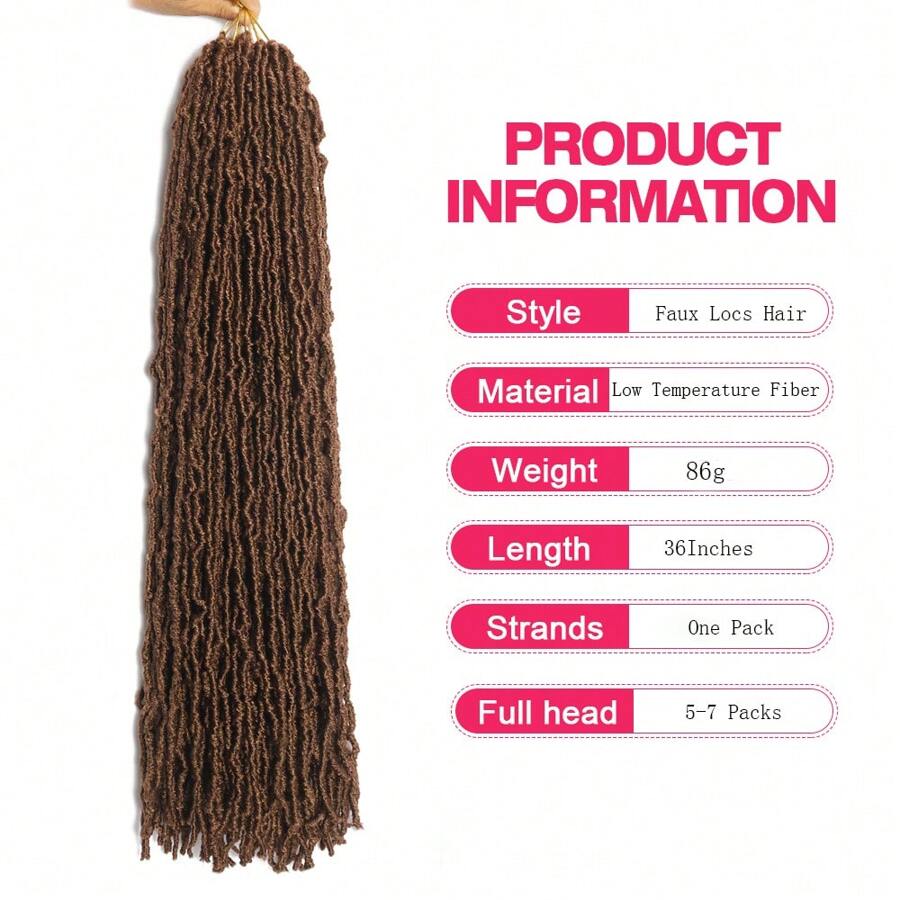 36Inches Faux Locs Synthetic Crochet Braids Hair Curly Wave Soft Locs ...