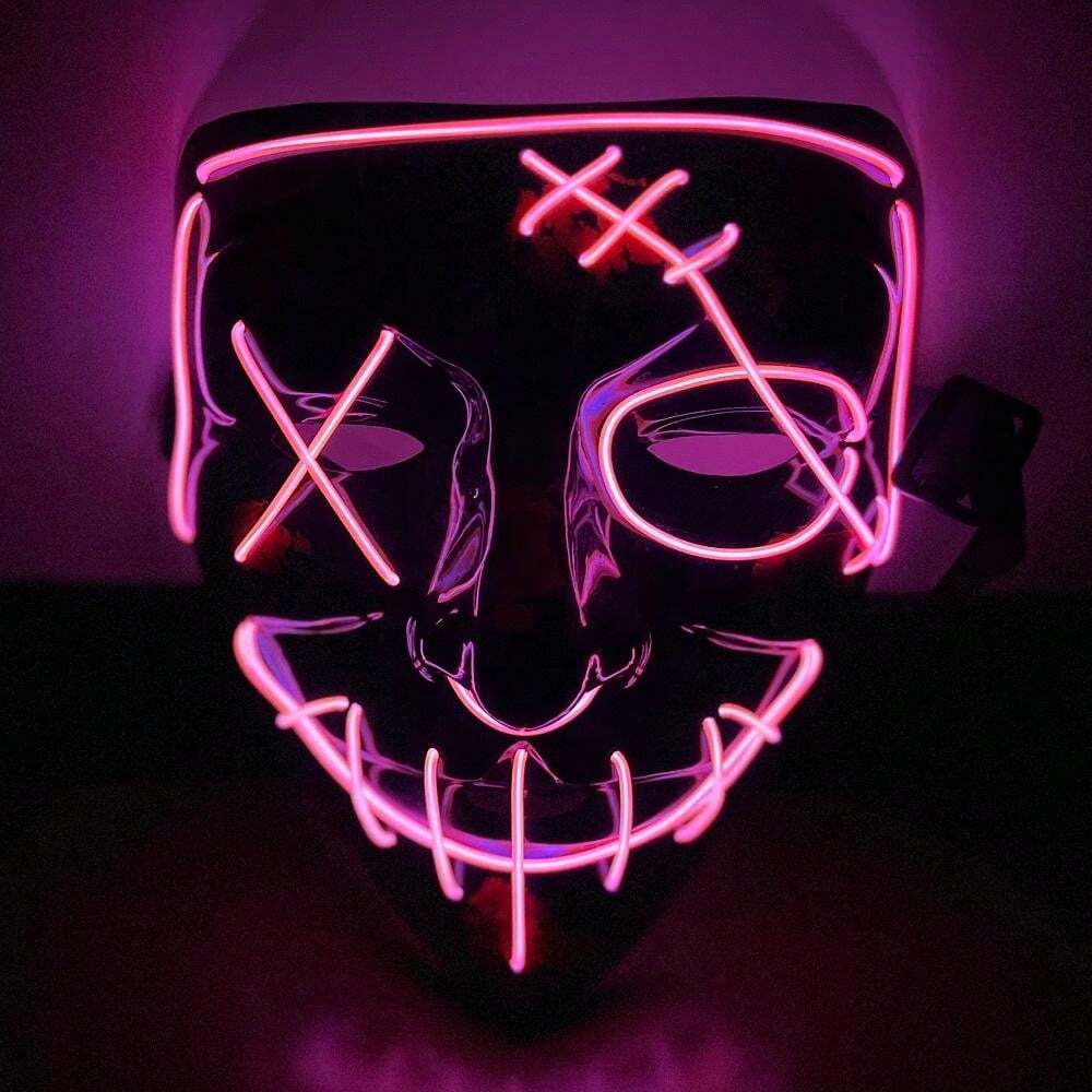 Halloween Light-Up Mask Black V Shape Bloody Horror Mask EL Glow ...