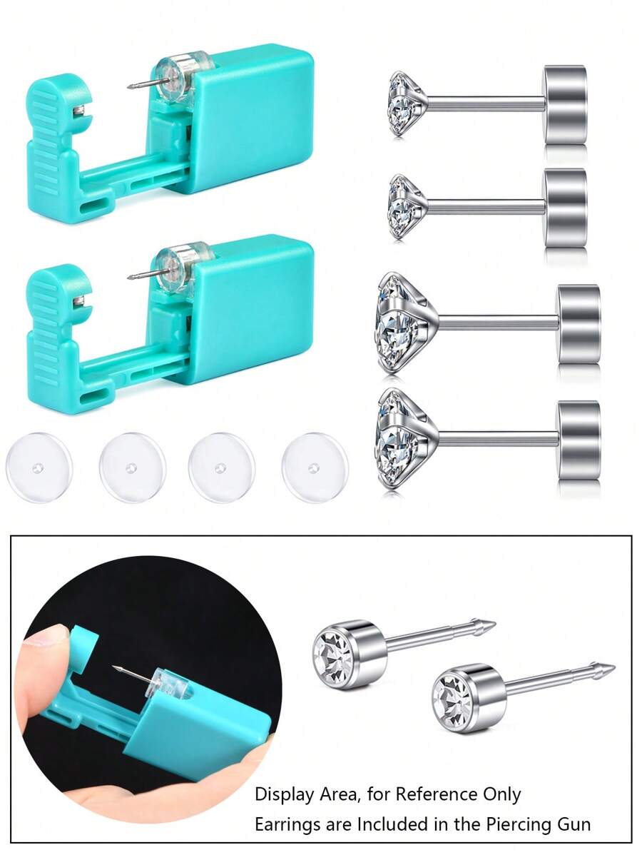 CIZME 10Pcs Ear Piercing Gun Kit, Disposable Self Ear Piercing Kit With ...