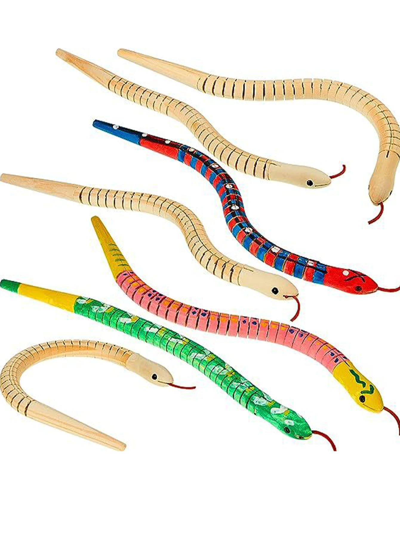 1 Pc Wooden Simulation Animal Snake Model Toy 50cm Round Head Snake ...