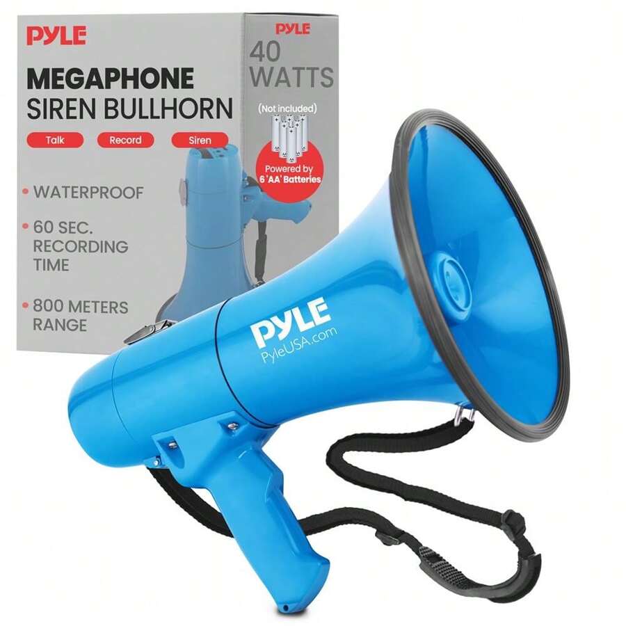NUTRICHEF Pyle Megaphone Siren Bullhorn Speaker, Portable And ...