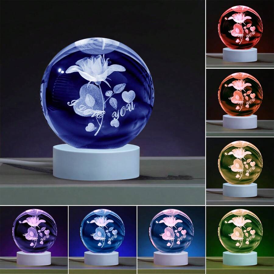 3D Crystal Ball Night Light With LED Night Light Crystal Light Plastic ...