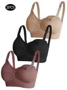 3-Pack Nylon Maternity Underwear Nursing Bra Without Underwire Front ...