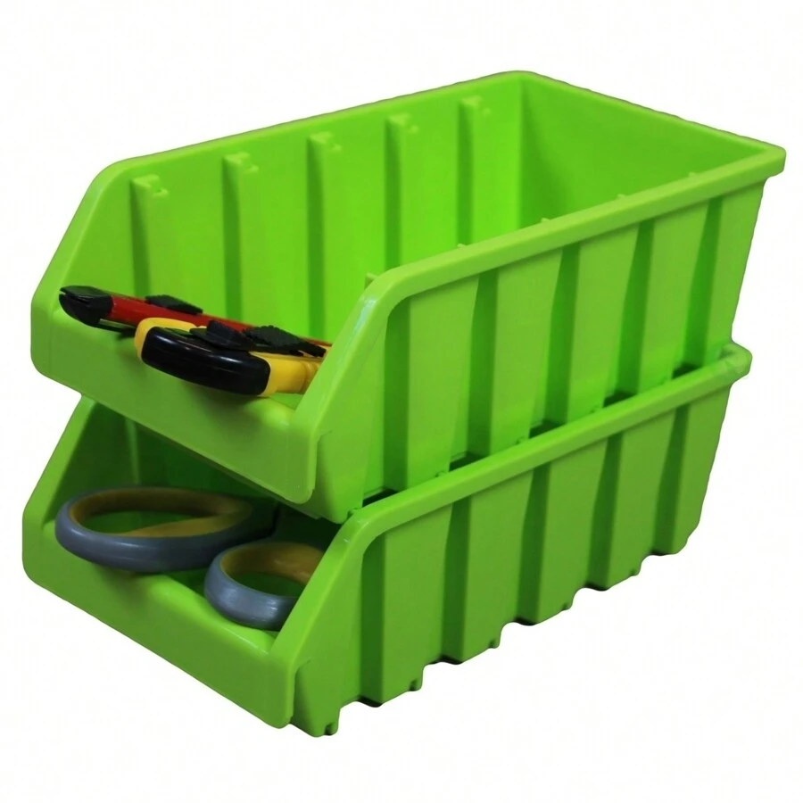 Basicwise Plastic Stacking Storage Bins 4.5W X 8D X 3H Perfect For ...