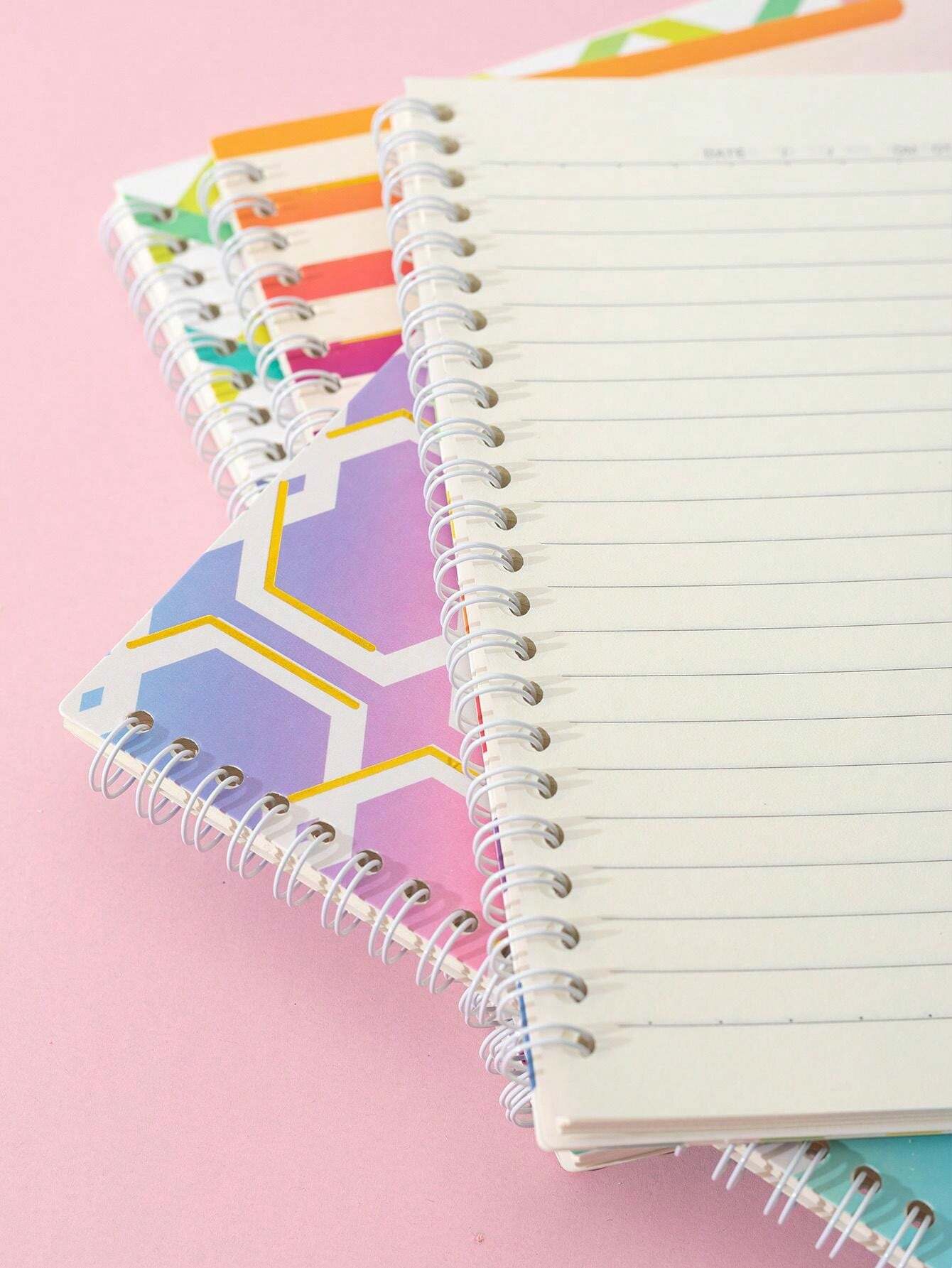 Set Of 4 Wire-Bound Gold Foil Line Notepads For Office And Study, New ...