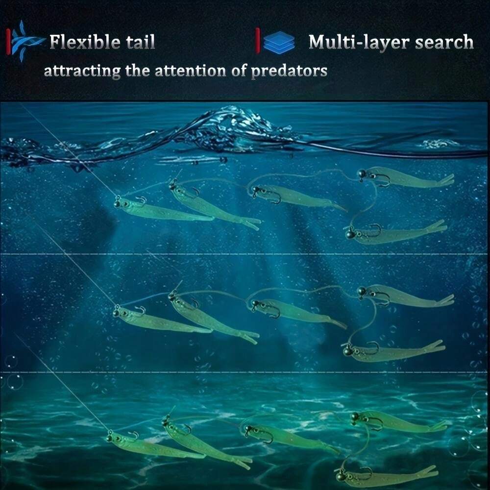 5 Bar Fishing Bait Cluster Lure Soft Bait Fishing Lure 3D Eyes Fork ...