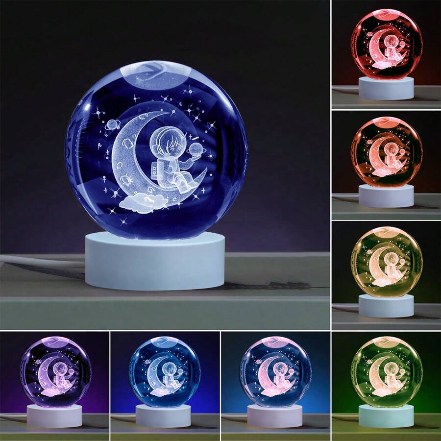 3D Crystal Ball Night Light With LED Night Light Crystal Light Plastic ...