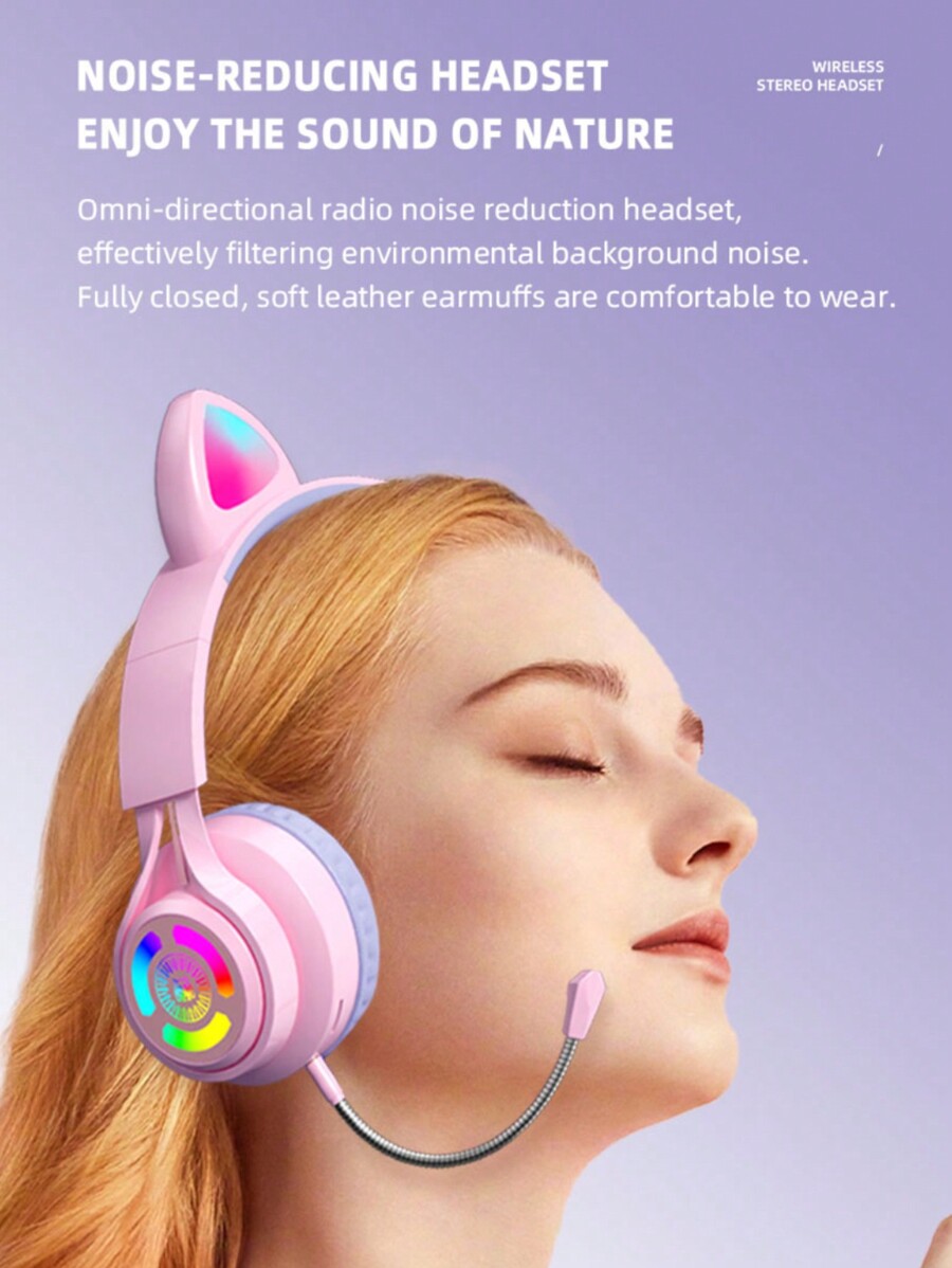 S3 Wireless Headphones Cat Ear Bluetooth 5 3 Portable Foldable Over Ear