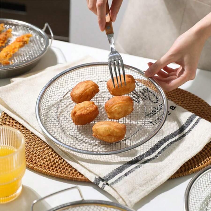 1pc, Stainless Steel Kitchen Oil Filter Tray With Fine Mesh Basket For ...