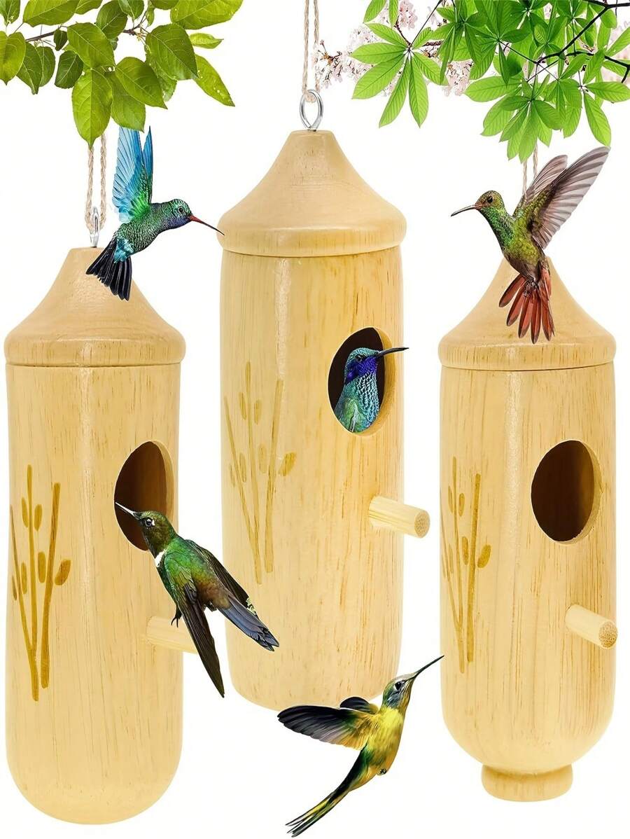 1pc Hummingbird House For Outside Hanging Garden Window Decor Wooden ...