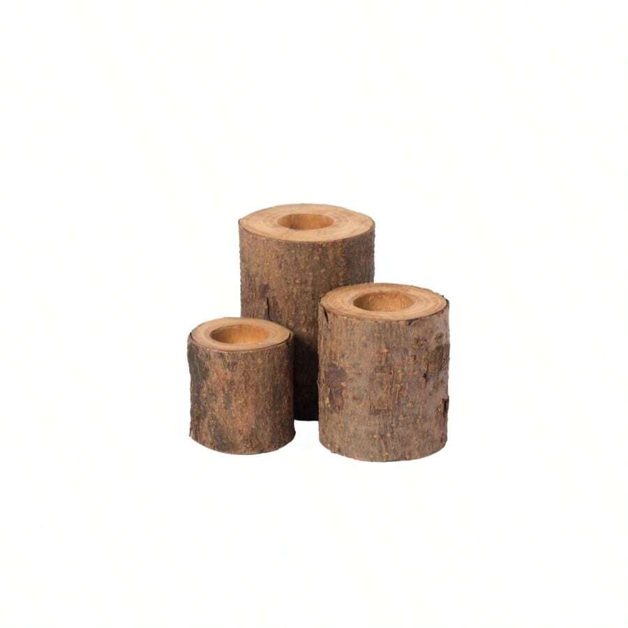 Vintiquewise Bark Wooden Pillar Tree Stump Tea Light Rustic Candle ...
