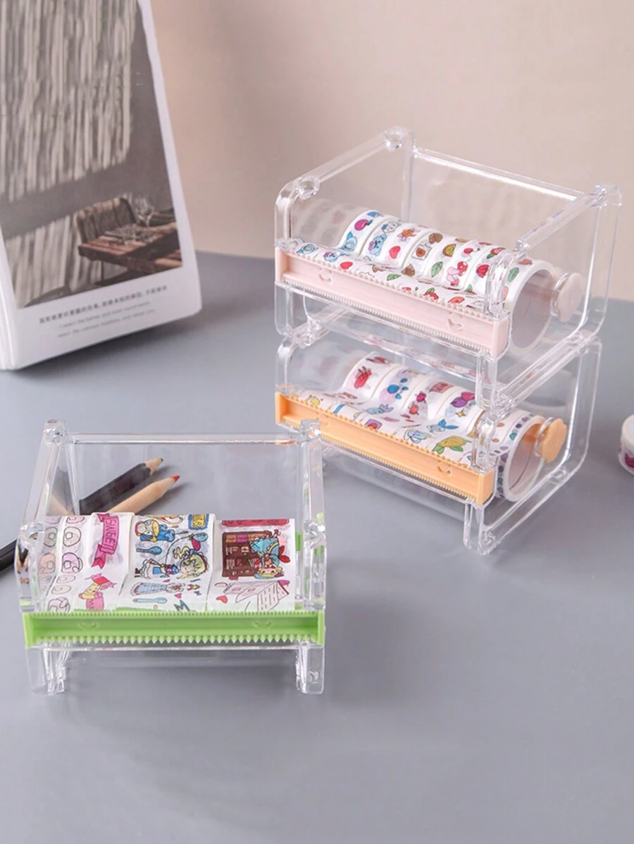 1pc Office Tape Dispenser With Cutter, Creative Tape Storage Box ...