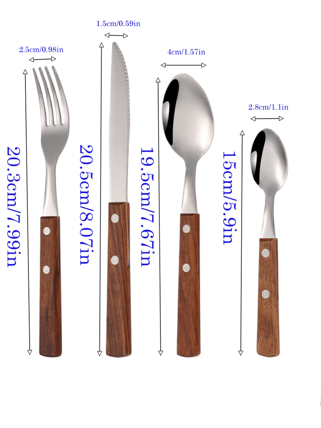 Stainless Steel & Oak Wood Handle Western Cutlery Set With Knife, Fork ...